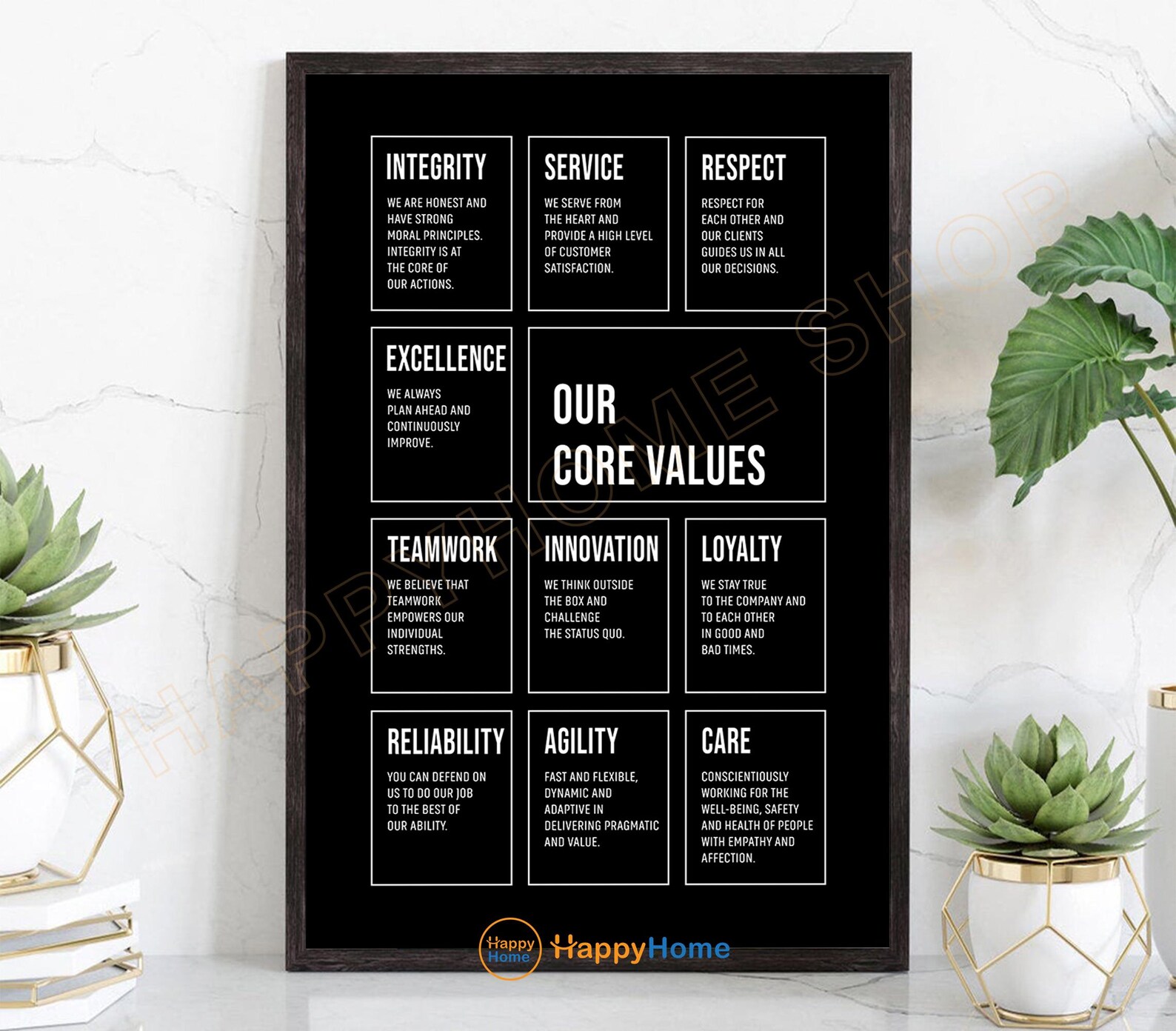 Personalized Company Core Values Wall Art Business Our Values Poster ...