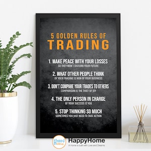 5 Golden Rules of Trading Wall Art Motivational Quotes Inspirational ...
