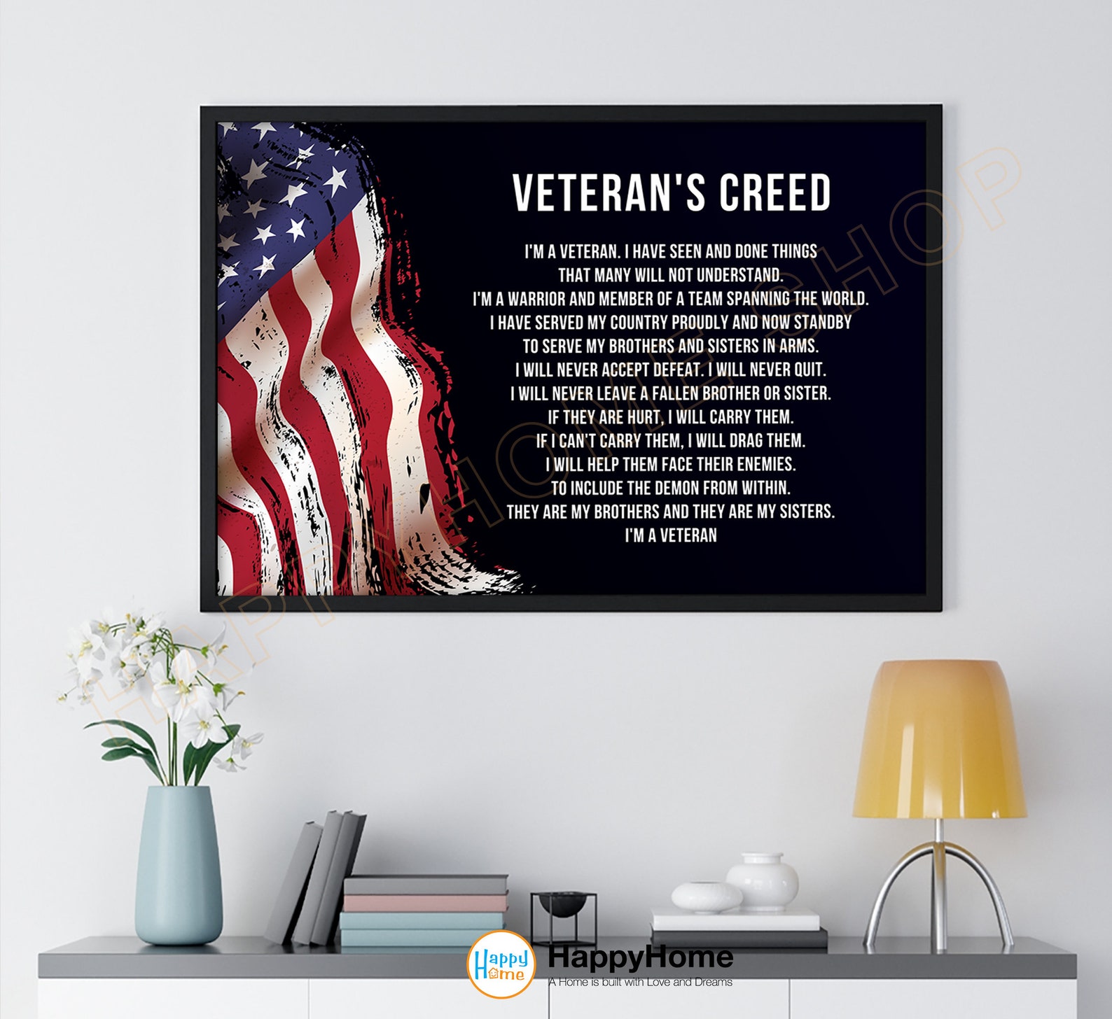 Veteran's Creed Wall Art I'm A Veteran America Veterans Day Gift ...