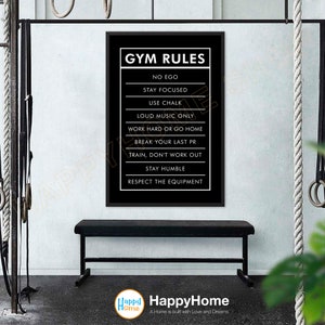 Gym Rules Wall Art Workout Room Decor Gym Poster Fitness Sign Prints ...
