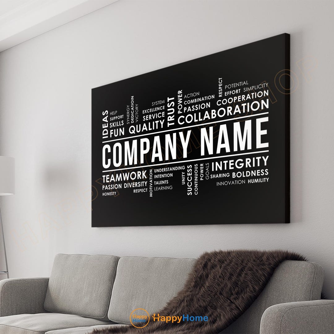 Personalized Company Values Wall Art Business Core Values Sign ...