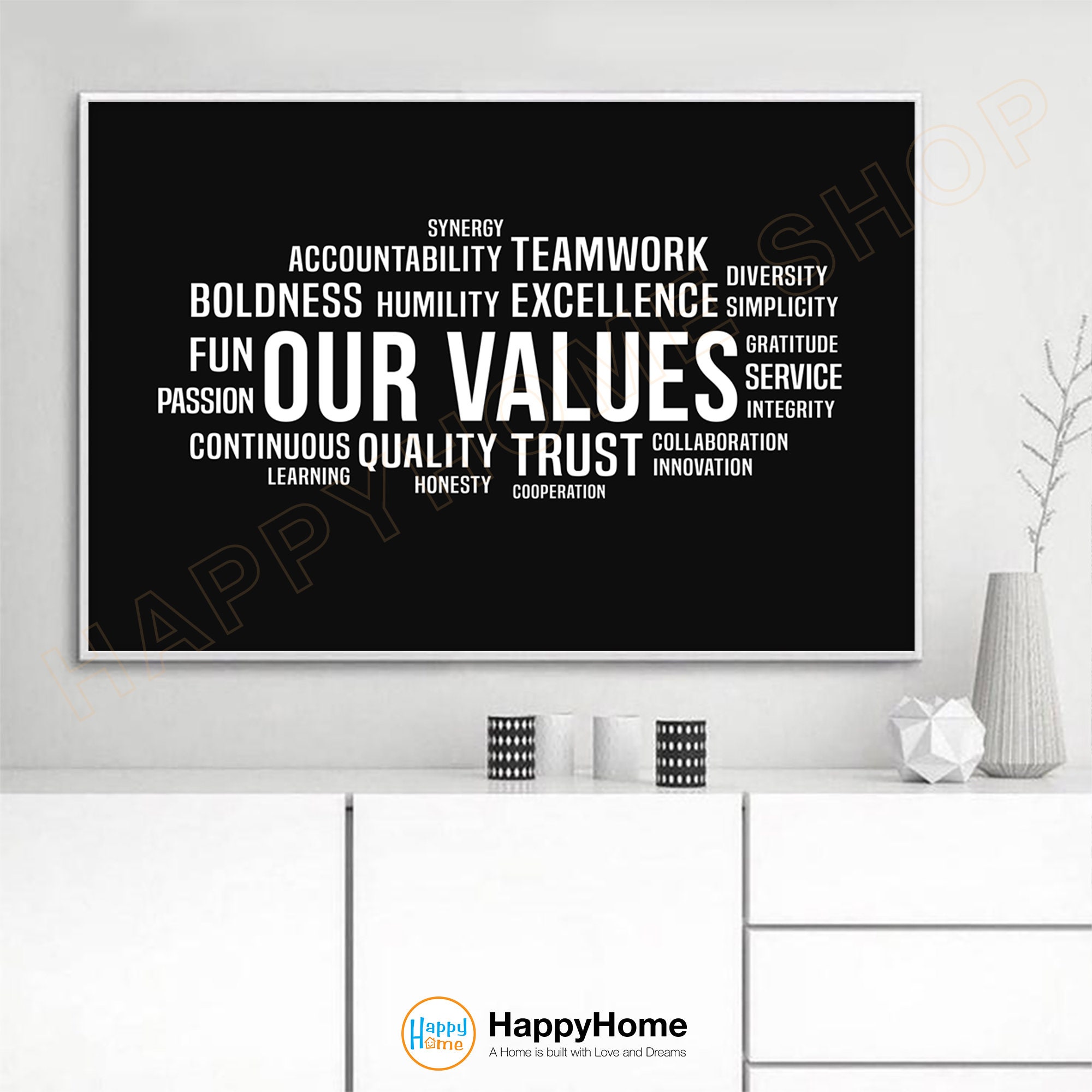 Our Values Wall Art Business Core Values Office Decor Entrepreneur ...