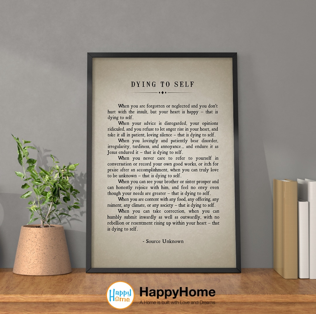 Dying to Self Wall Art Motivational Quotes Inspirational Poster ...
