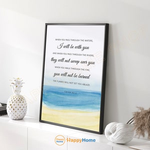 Isaiah 43:2 Bible Verse Wall Art I Will Be With You Scripture Prints ...