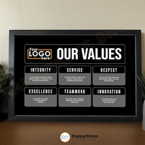 Personalized Company Core Values Wall Art Business Core Values Poster ...