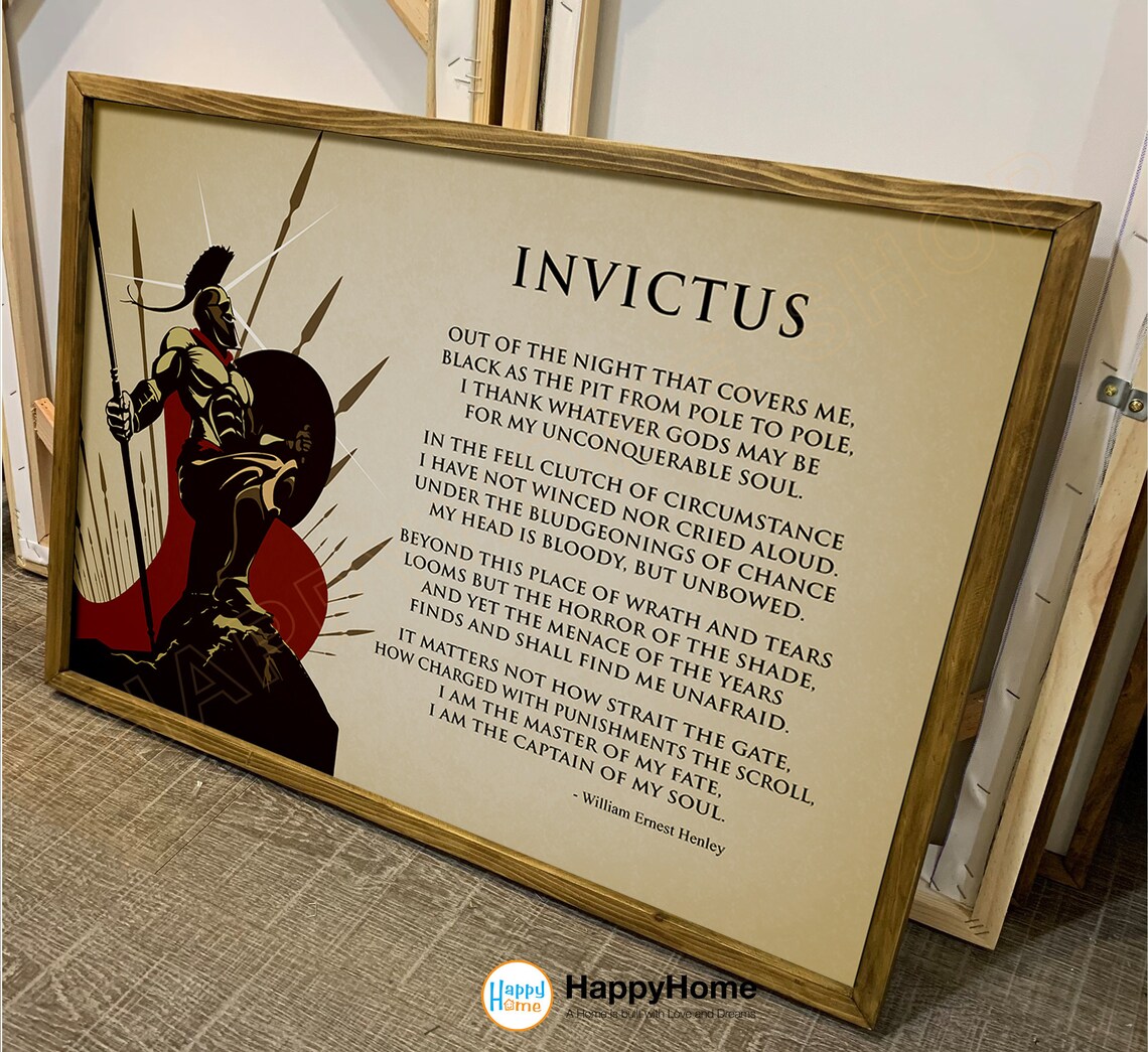 Spartan Warrior Invictus Wall Art Motivational Quotes Inspirational ...