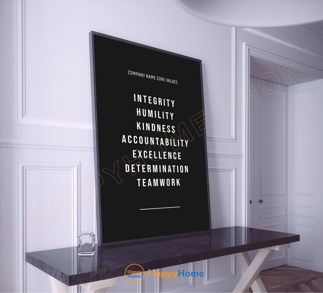 Personalized Company Core Values Wall Art Business Core Values Decor ...