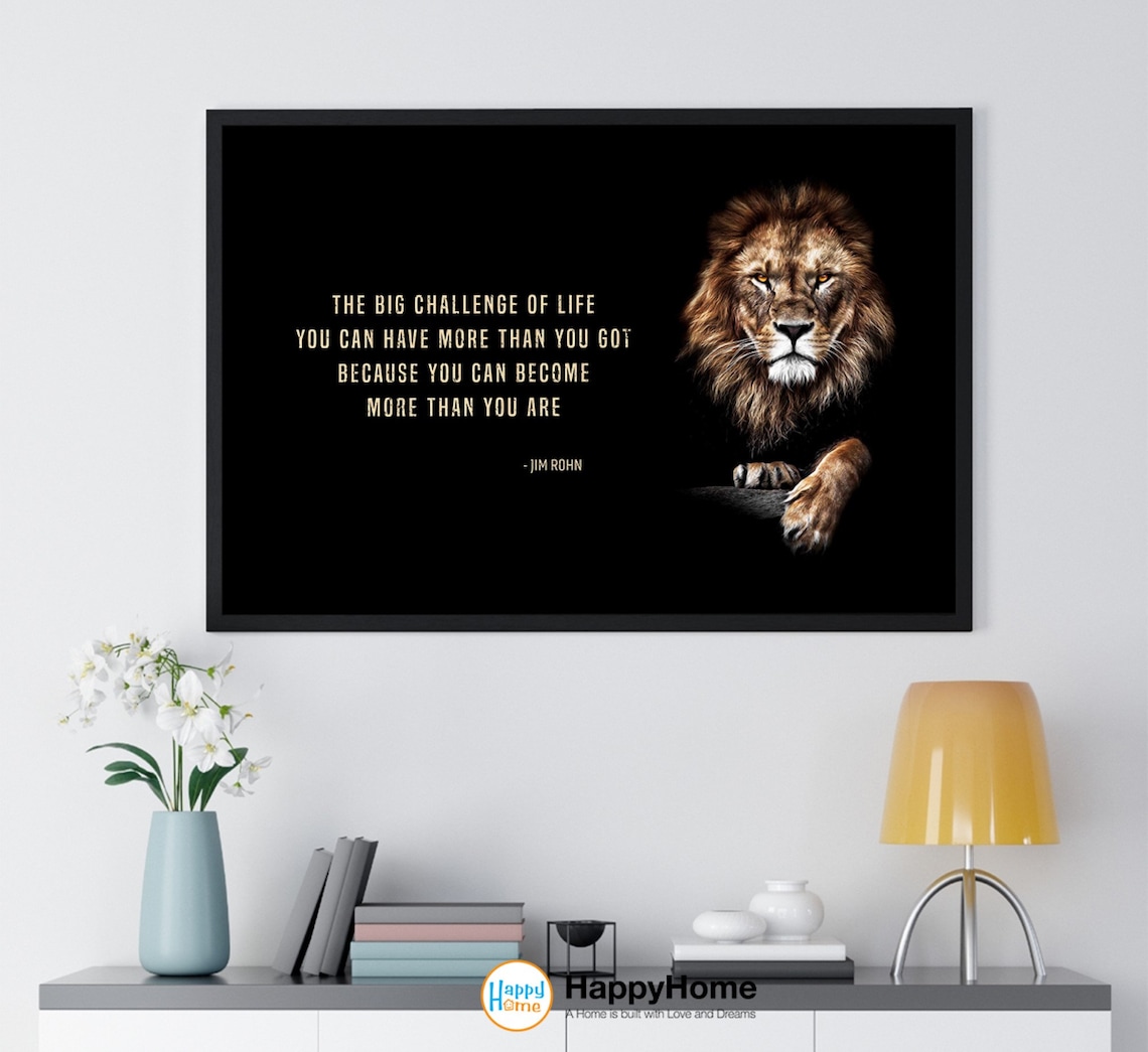 Lion Wall Art Jim Rohn Motivational Quotes Inspirational Wall - Etsy