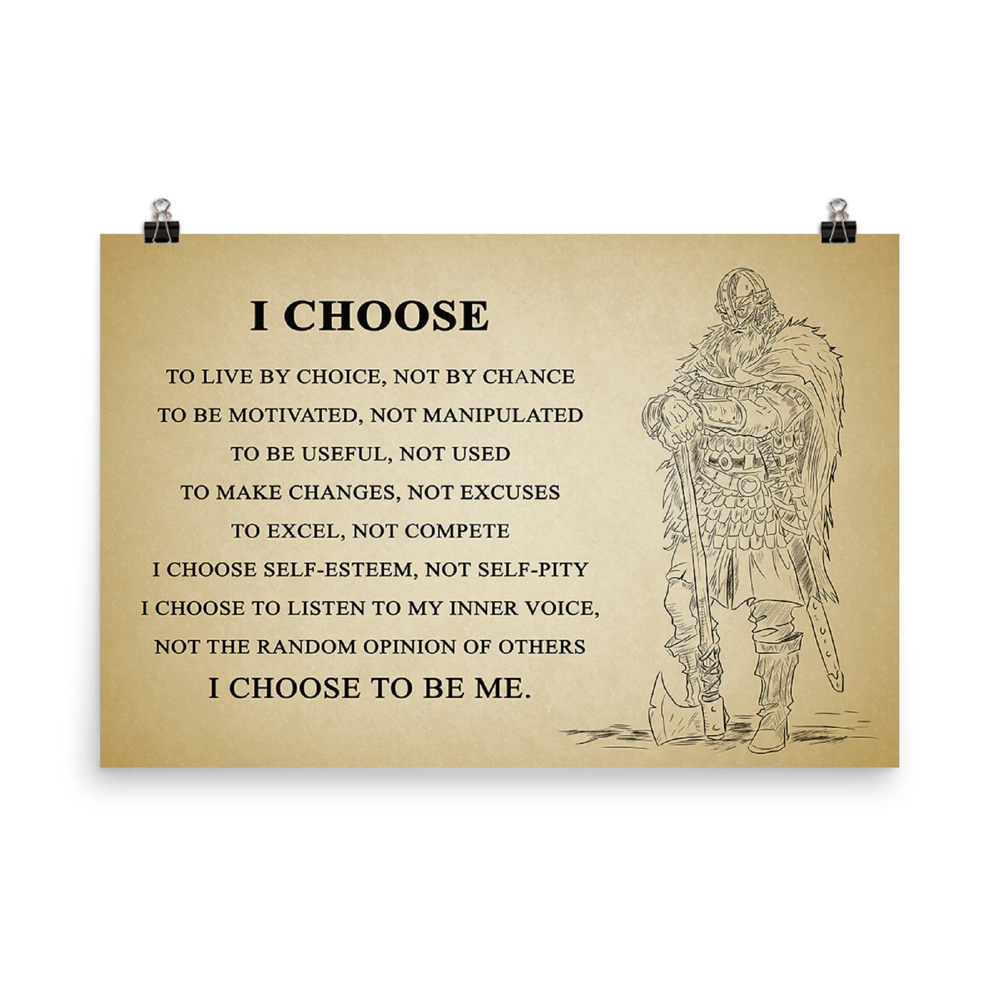 Viking Warrior Poster Motivational Inspiration Quotes Poster I Choose ...