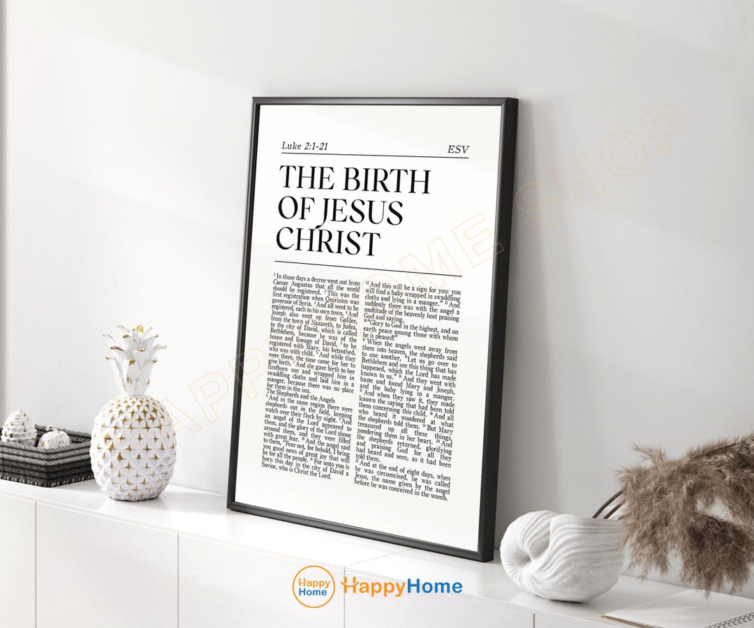 Luke 2:1-21 ESV Bible Verse Wall Art the Birth of Jesus Christ ...