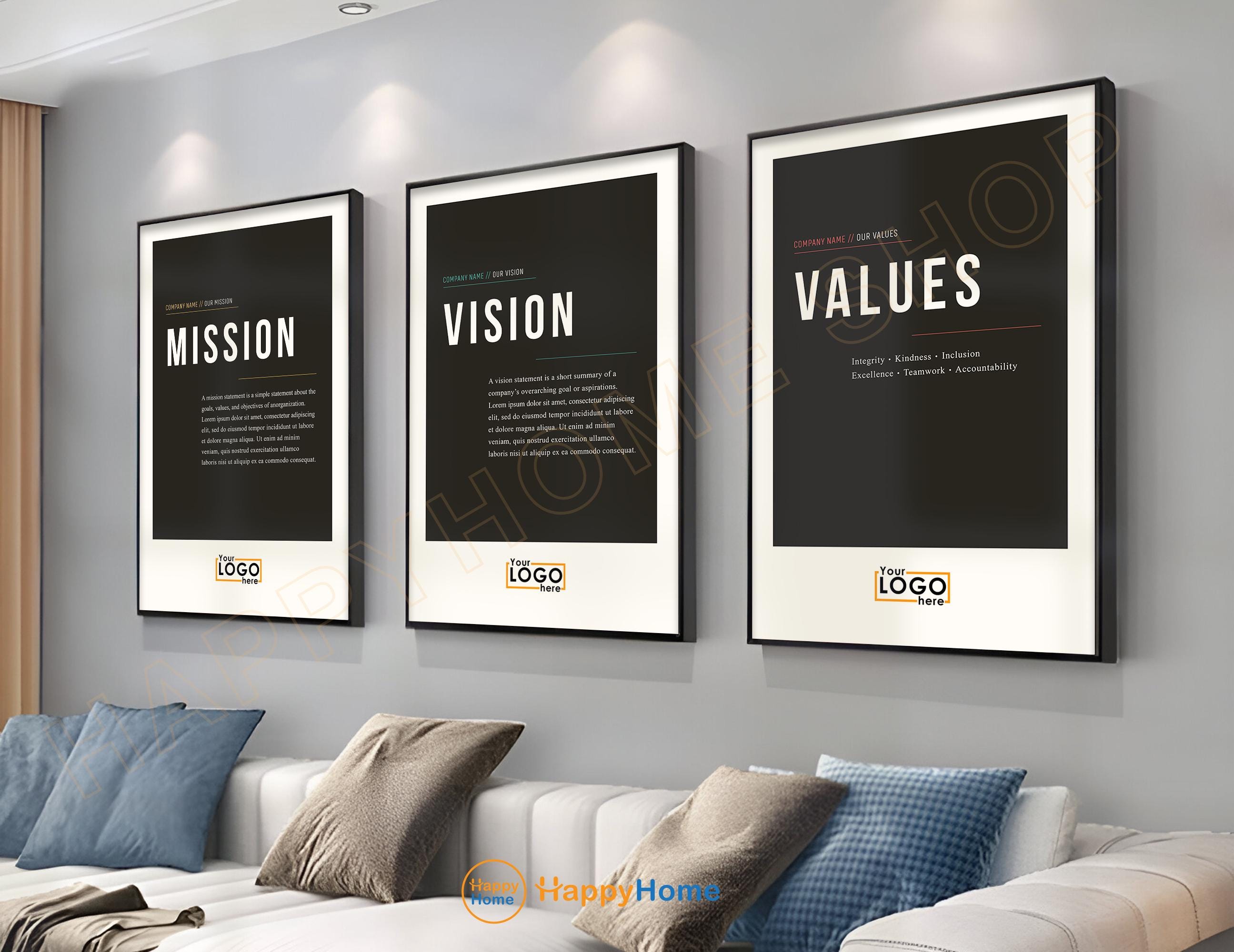 Personalized Business Statement Our Vision Our Mission Our Values Wall ...