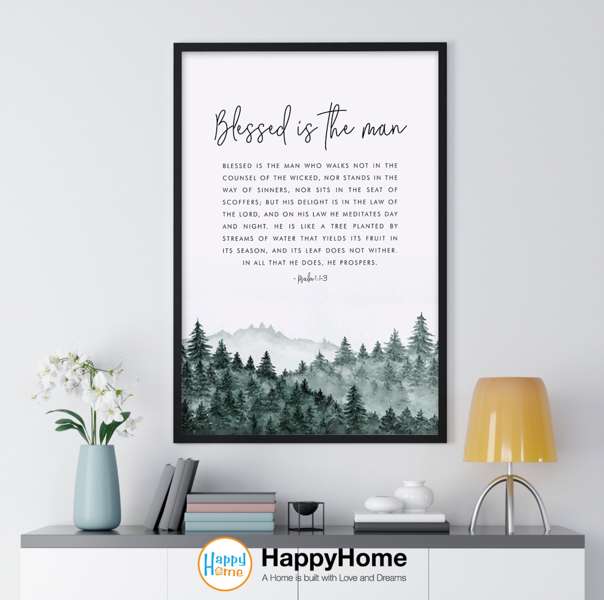 Psalm 1:1-3 Blessed is the Man | Bible Verse Wall Art | Modern ...