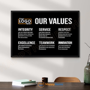 Personalized Company Core Values Wall Art Business Core Values Decor ...