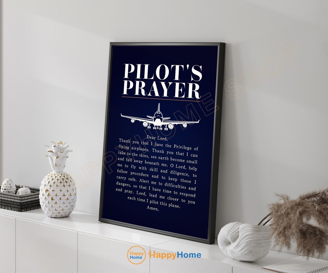 Pilot's Prayer Wall Art Aviation Prints Airplanes Canvas Motivational ...
