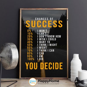 Chances of Success Motivational Wall Art Print | Inspirational Wall Art ...
