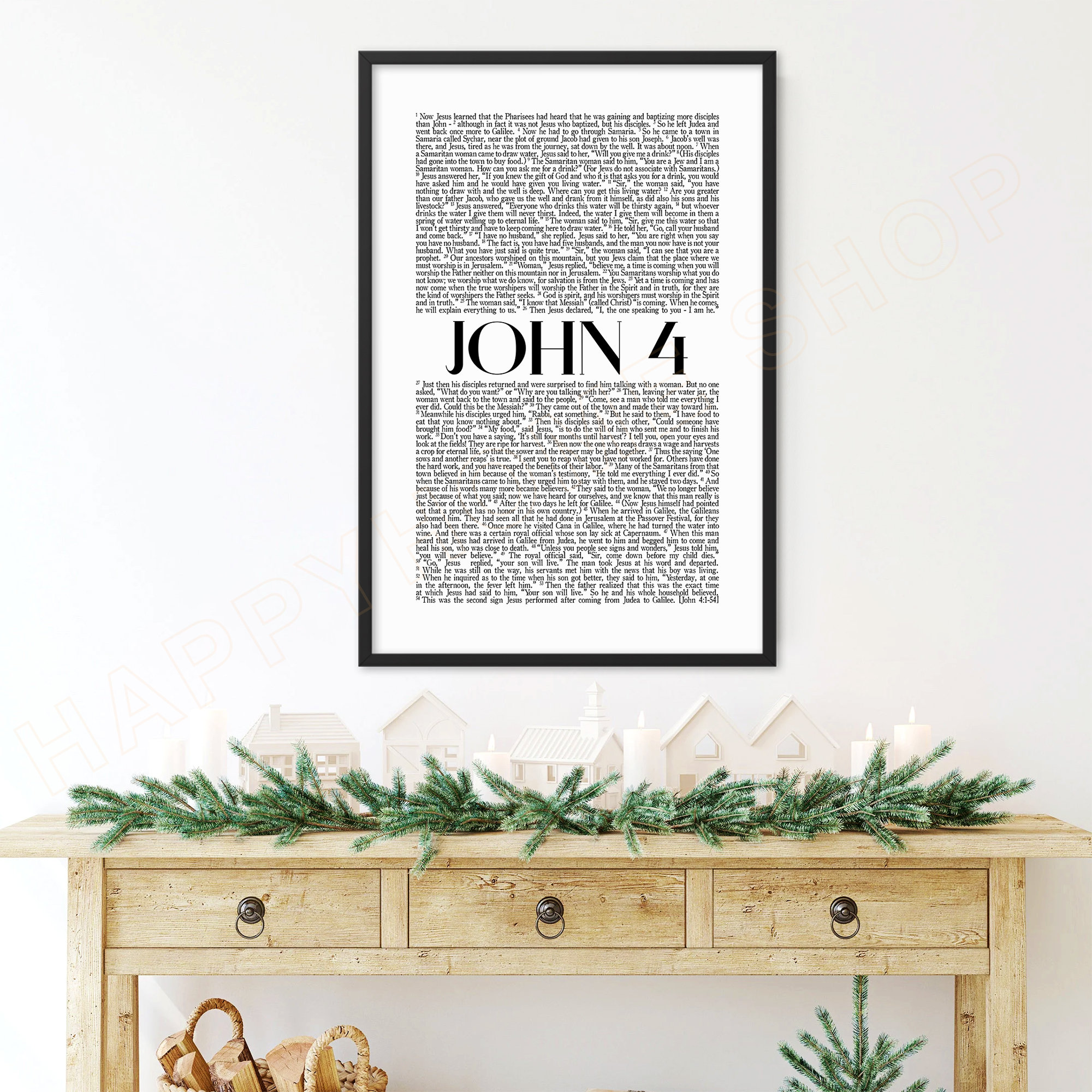 John 4 NIV Bible Verse Wall Art Jesus Talks With a Samaritan Woman ...