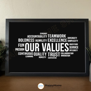 Our Values Wall Art Business Core Values Office Decor Entrepreneur ...