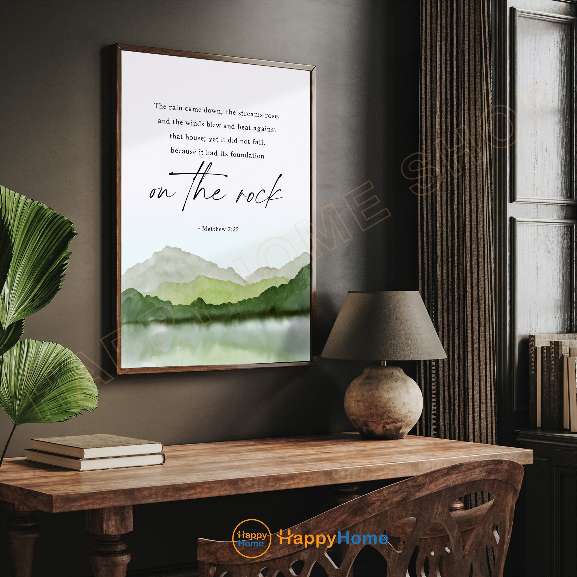 Matthew 7:25 Bible Verse Wall Art the Rain Came Down Scripture Quote ...