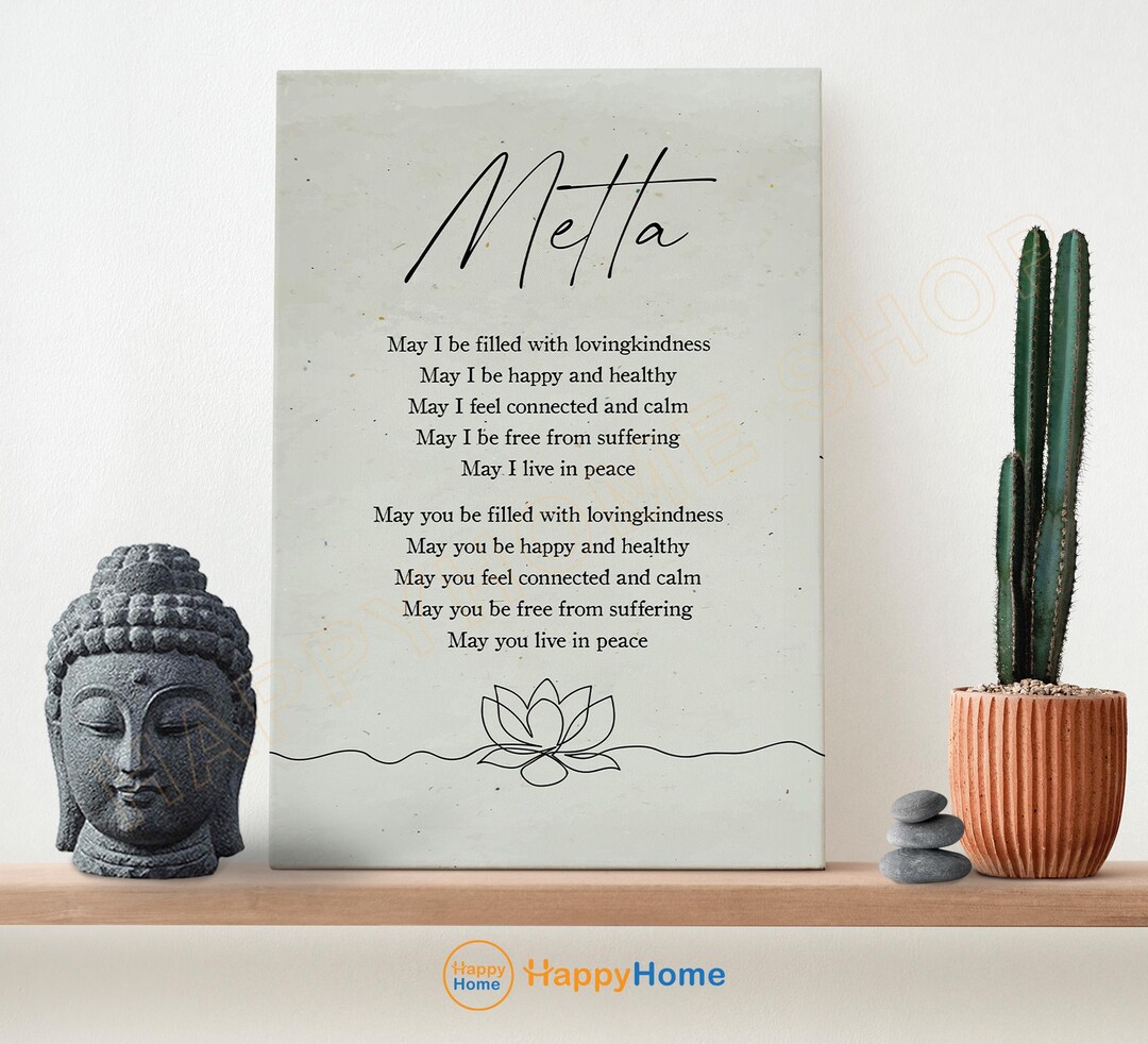 The Metta Bhavana Prayer Wall Art Buddhist Zen Quotes Spiritual Print ...