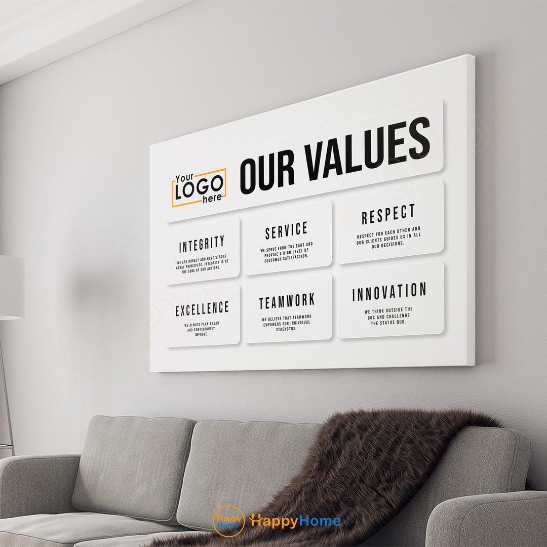 Personalized Company Our Values Wall Art Business Core Values Decor ...