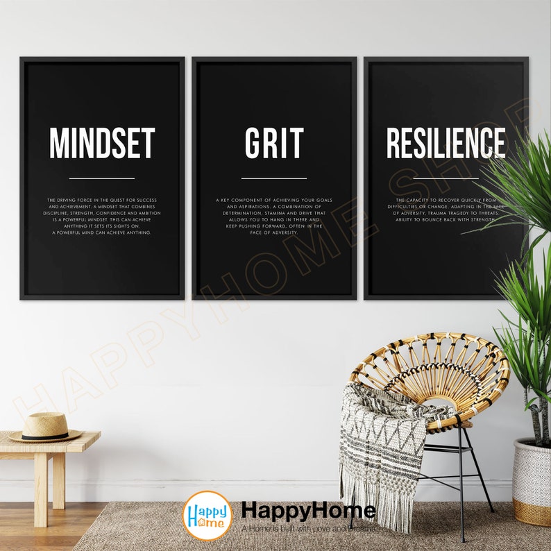 Mindset Grit Resilience Definition Motivational Quotes - Etsy