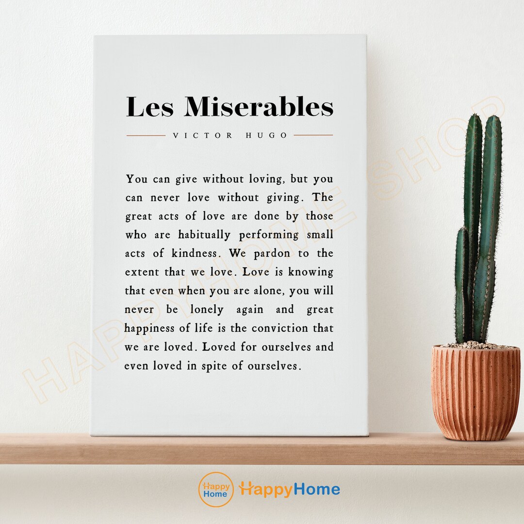 Les Miserables Quote Wall Art Victor Hugo Inspirational Literary Prints ...