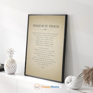 Prayer of St. Francis Wall Art St Francis of Assisi Prayer Scripture ...