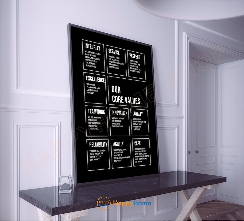 Personalized Company Core Values Wall Art Business Our Values Poster ...