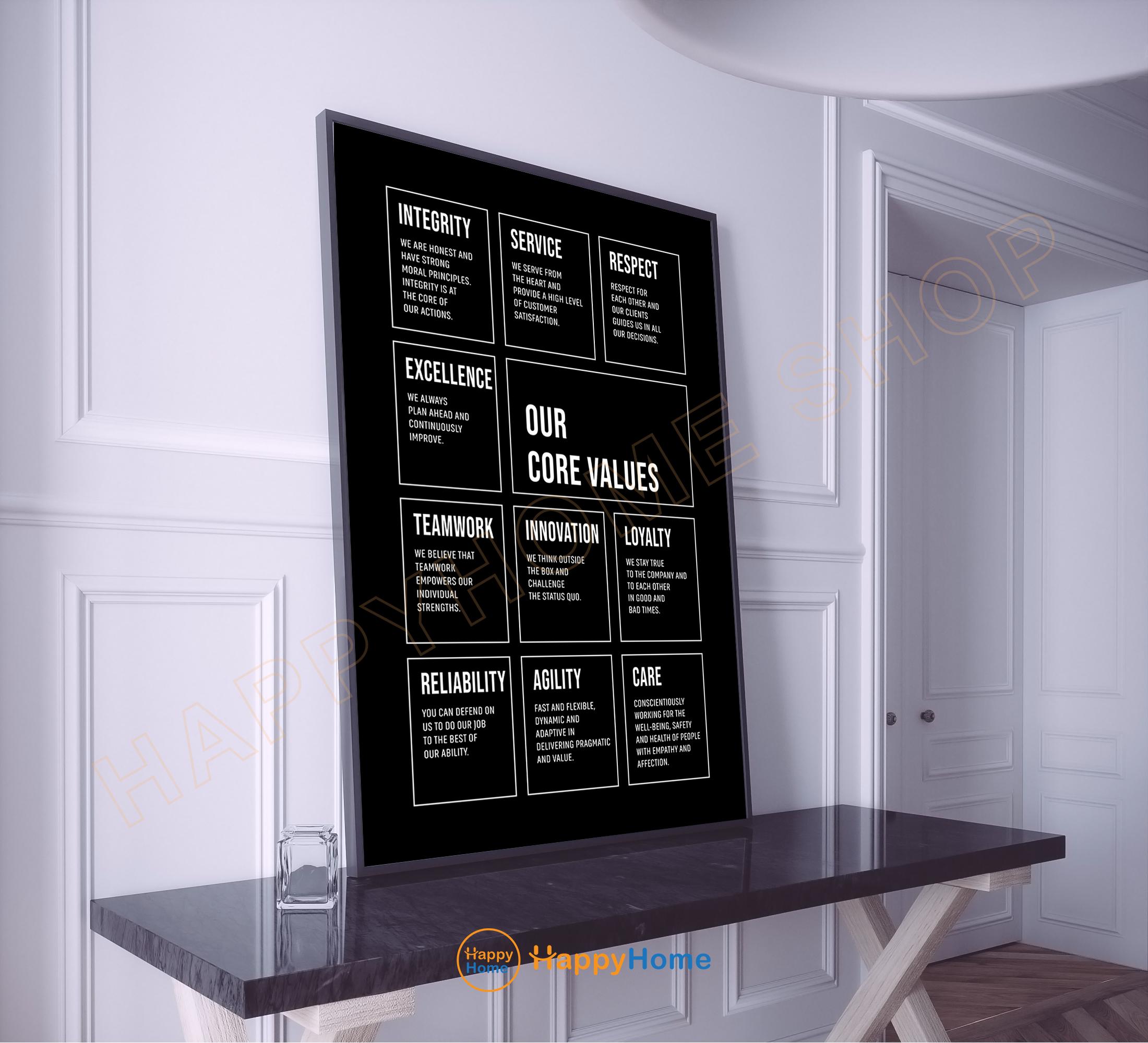 Personalized Company Core Values Wall Art Business Our Values Poster ...