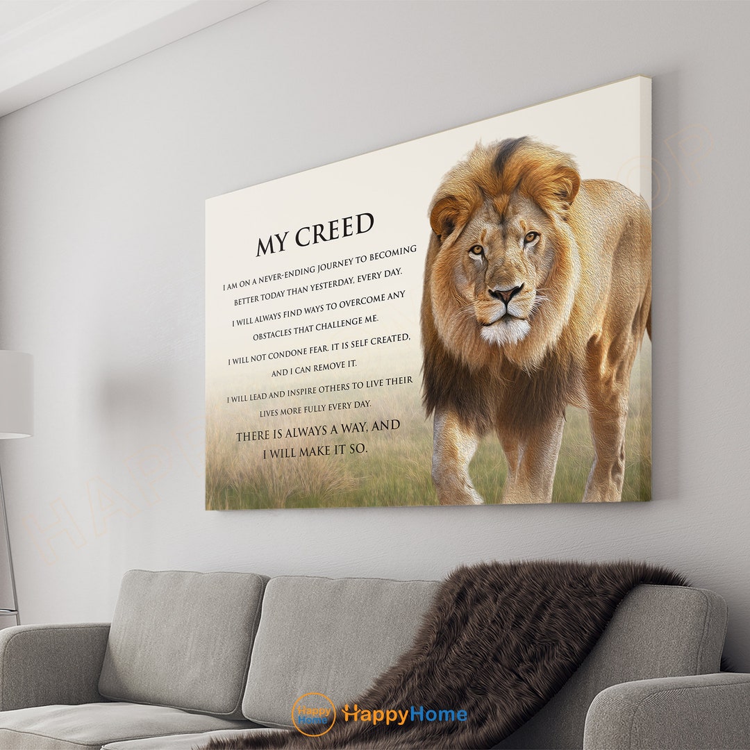 Lion Wall Art My Creed Motivational Quotes Inspirational Print Art ...