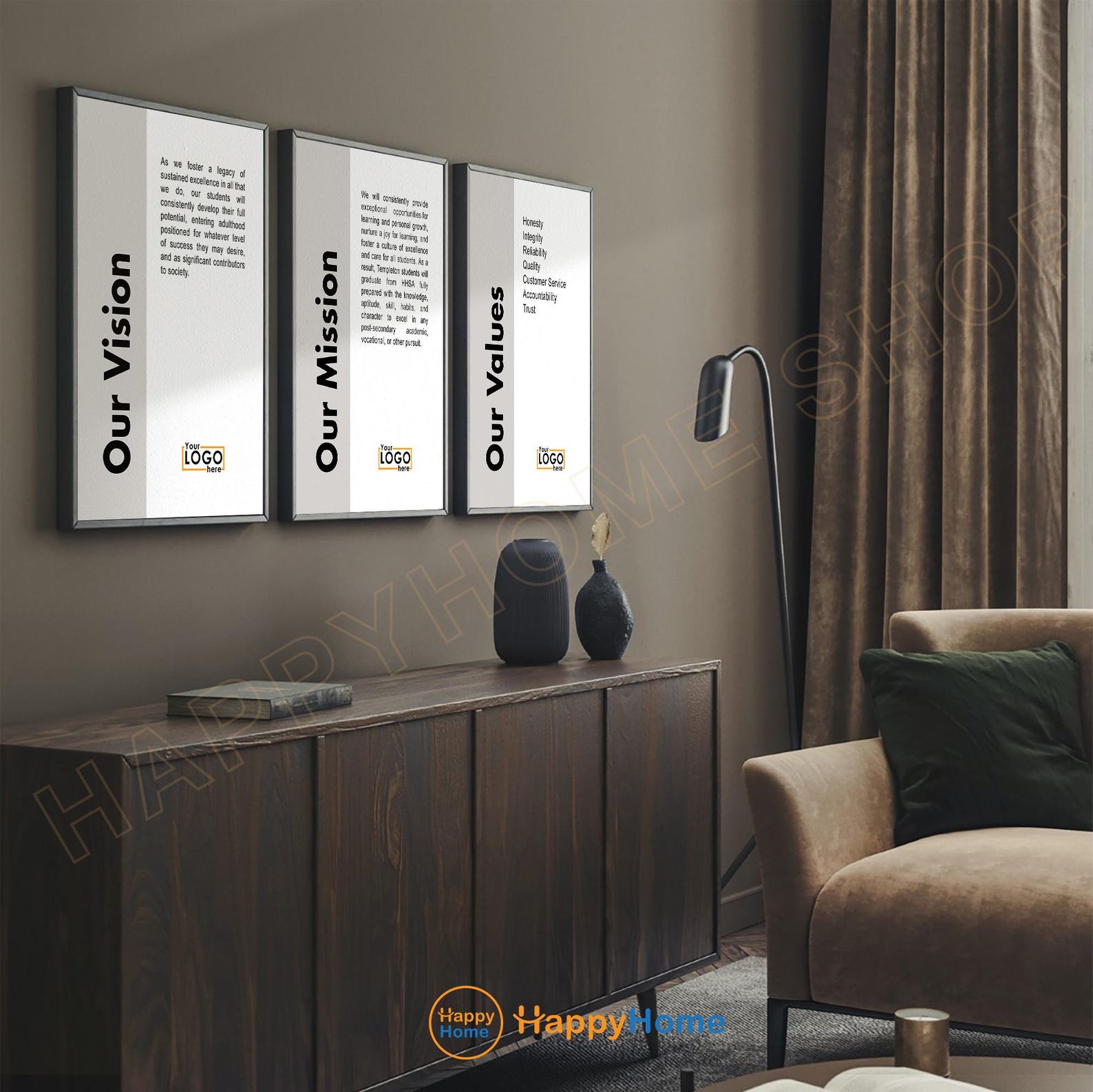 Our Values Our Vision Our Mission Wall Art Personalized Business ...