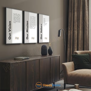 Our Values Our Vision Our Mission Wall Art Personalized Business ...