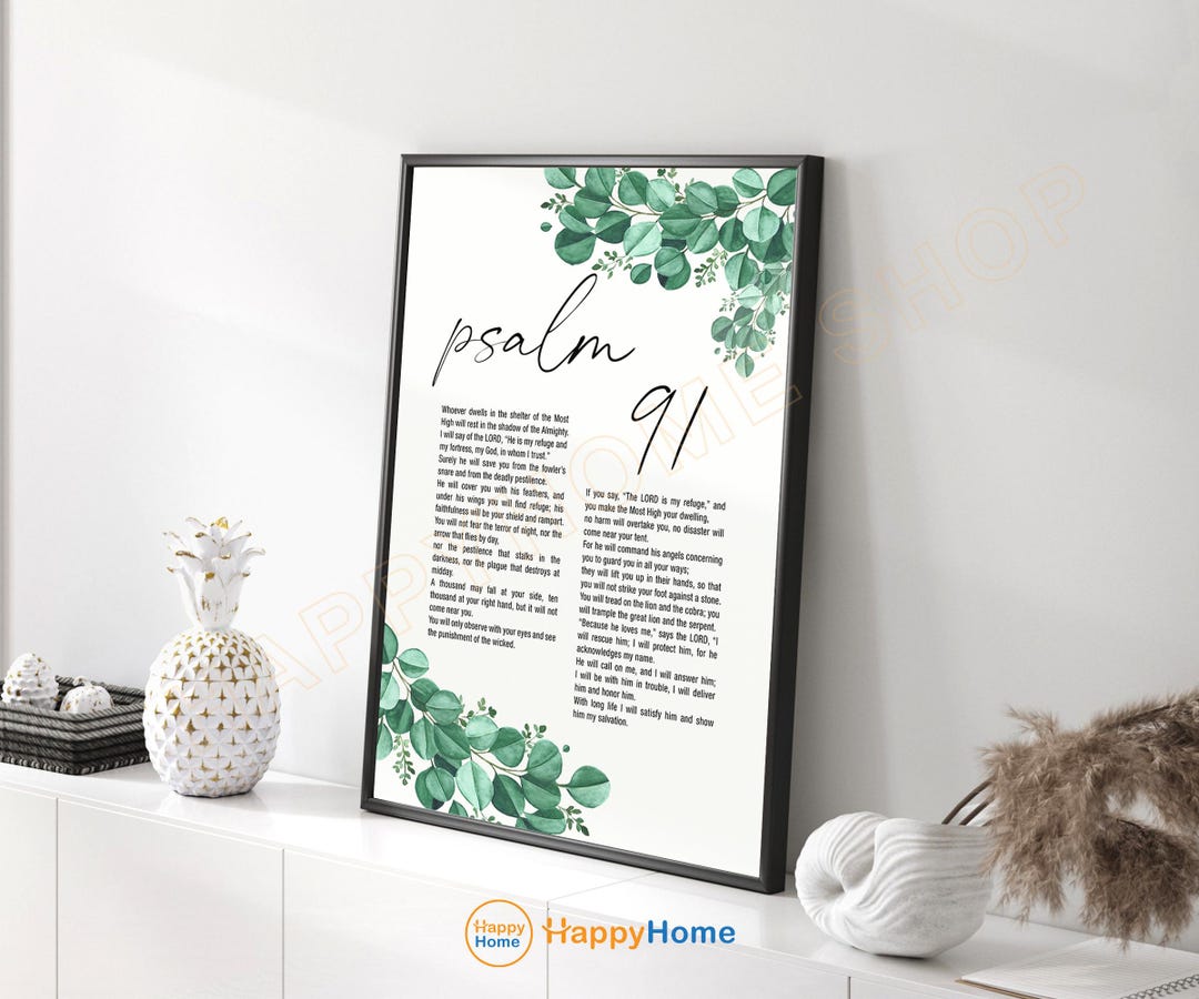 Psalm 91 Bible Verse Wall Art He Who Dwells in the Shelter Scripture ...
