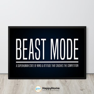 Beast Mode Definition Wall Art Motivational Poster | Inspirational Wall ...