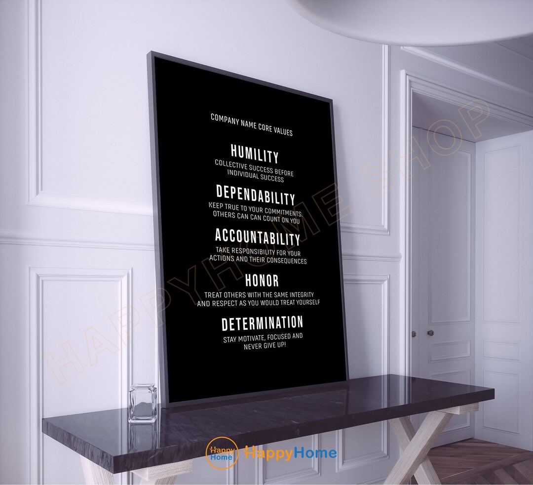 Personalized Company Core Values Wall Art Business Core Values Decor ...
