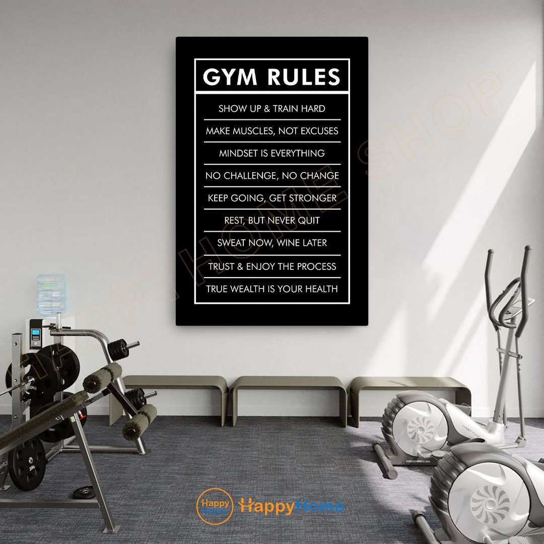 Gym Rules Wall Art Workout Room Decor Gym Sign Fitness Prints Art Gym ...