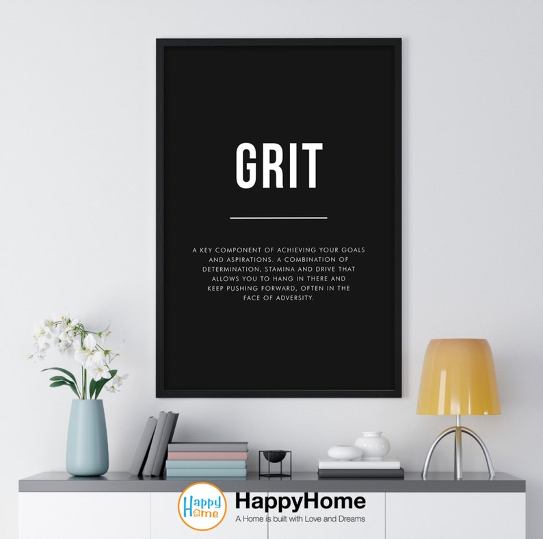 Grit Definition Poster Motivational Wall Art | Inspirational Wall Art ...