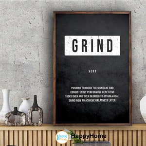 Grind Definition Poster Motivational Wall Art | Inspirational Wall Art ...