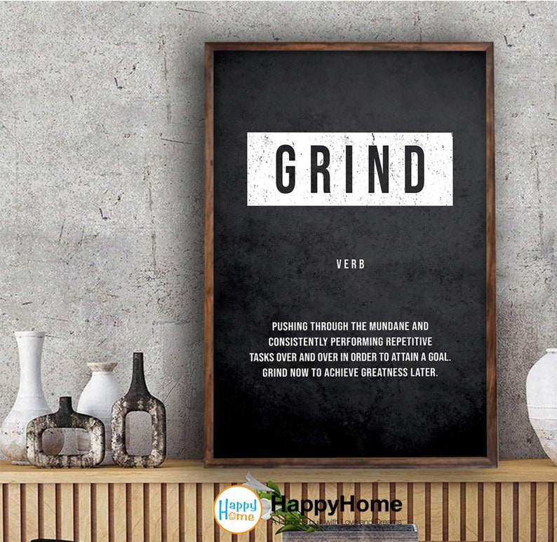 Grind Definition Poster Motivational Wall Art Inspirational - Etsy