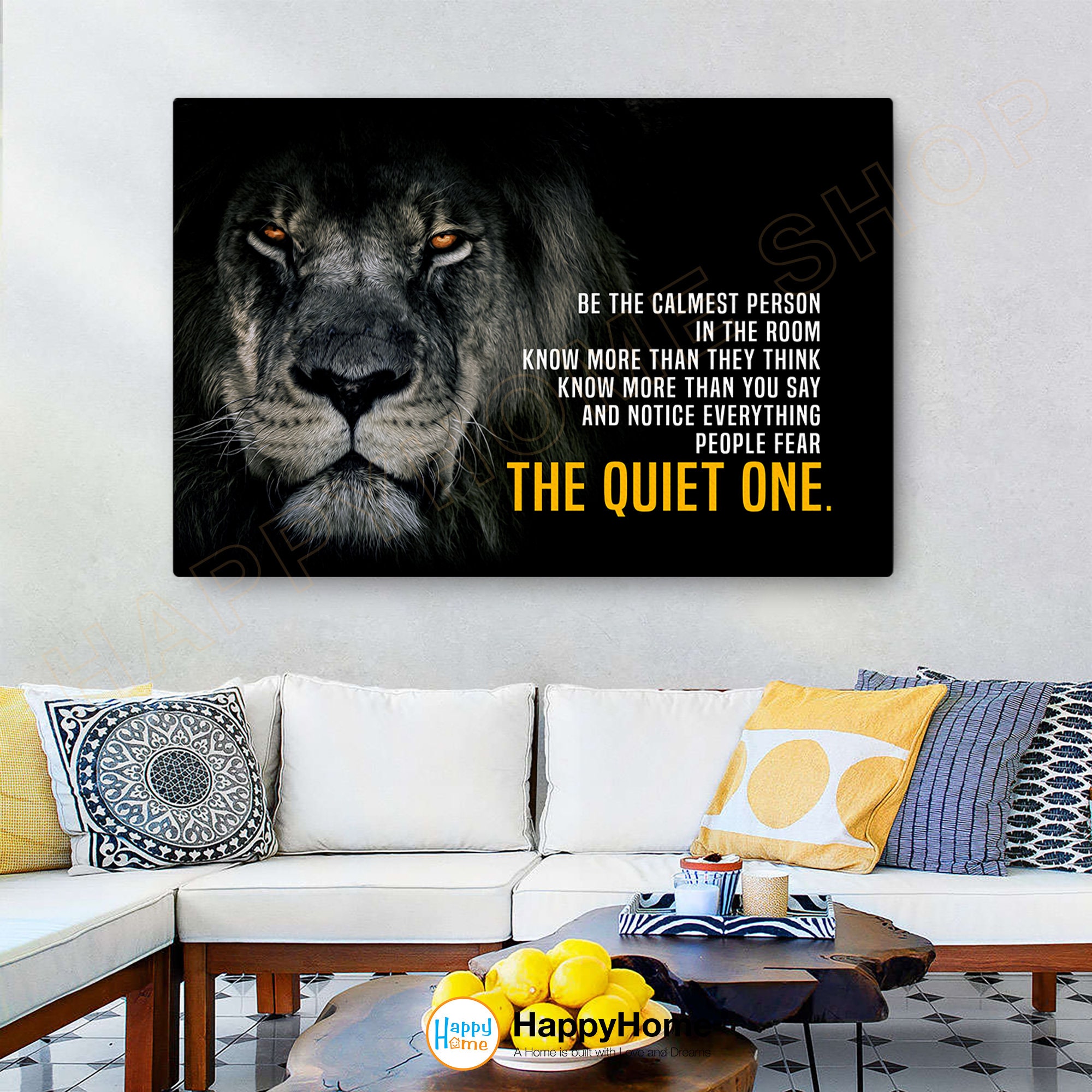 Lion Wall Art Be the Calmest Person in the Room Motivational Quotes ...