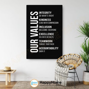 Our Values Wall Art Business Core Values Office Decor Entrepreneur ...