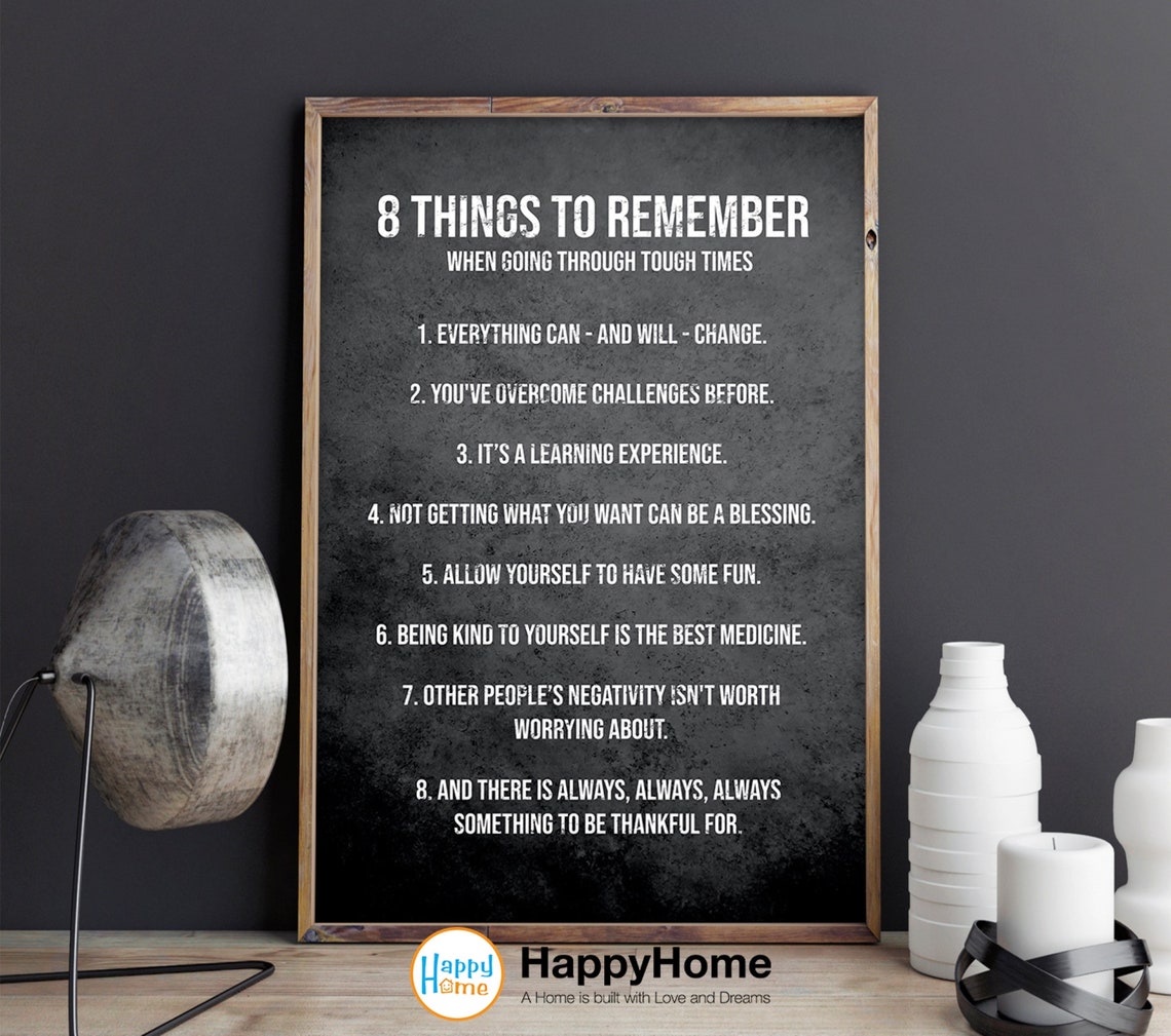 8 Things to Remember Motivational Inspirational Wall Art Ver. - Etsy