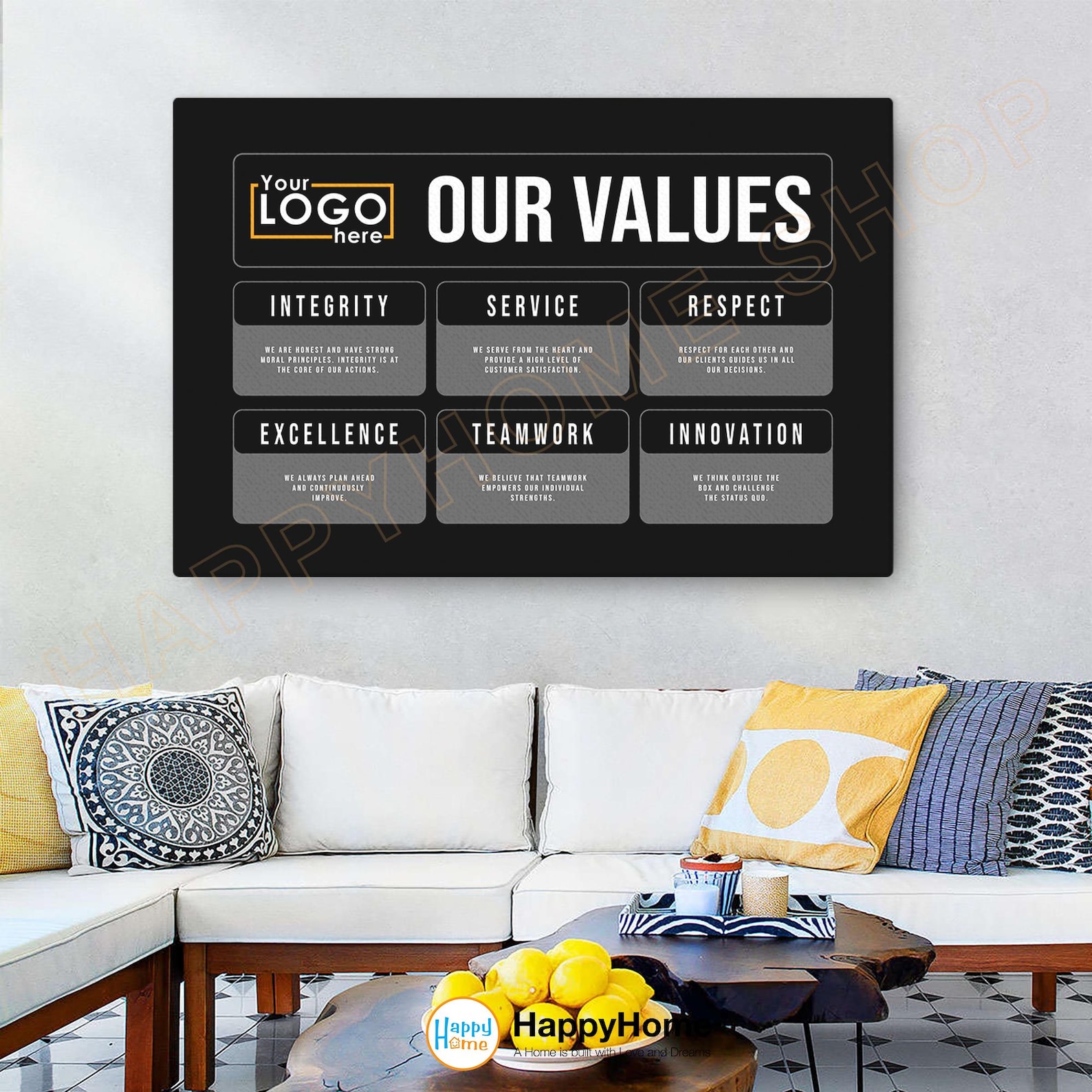 Personalized Company Core Values Wall Art Business Core Values Poster ...