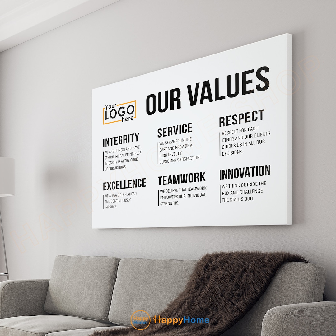 Personalized Company Core Values Wall Art Business Core Values Decor Entrepreneur Poster Company ...