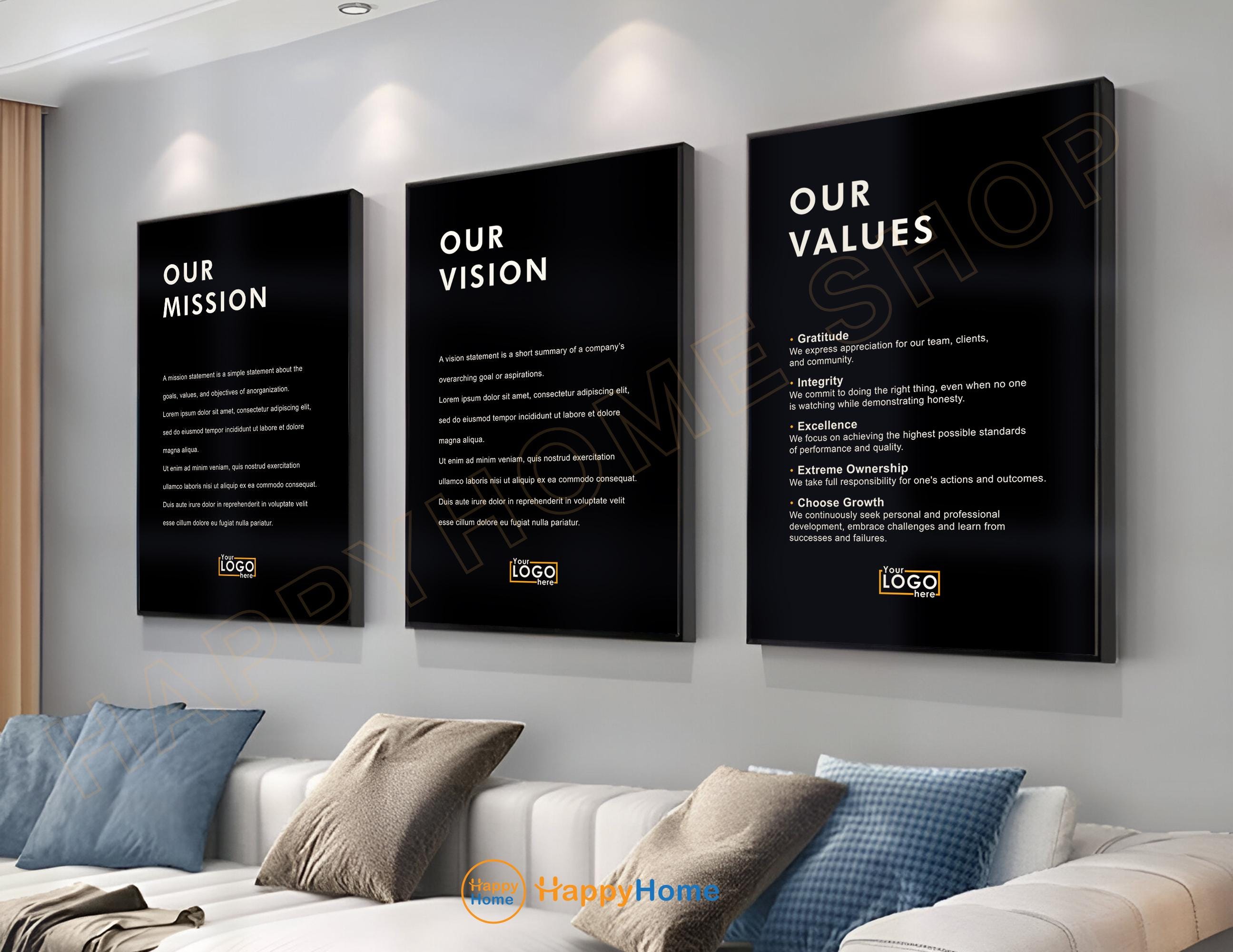 Personalized Business Statement Our Vision Our Mission Our Values Wall ...