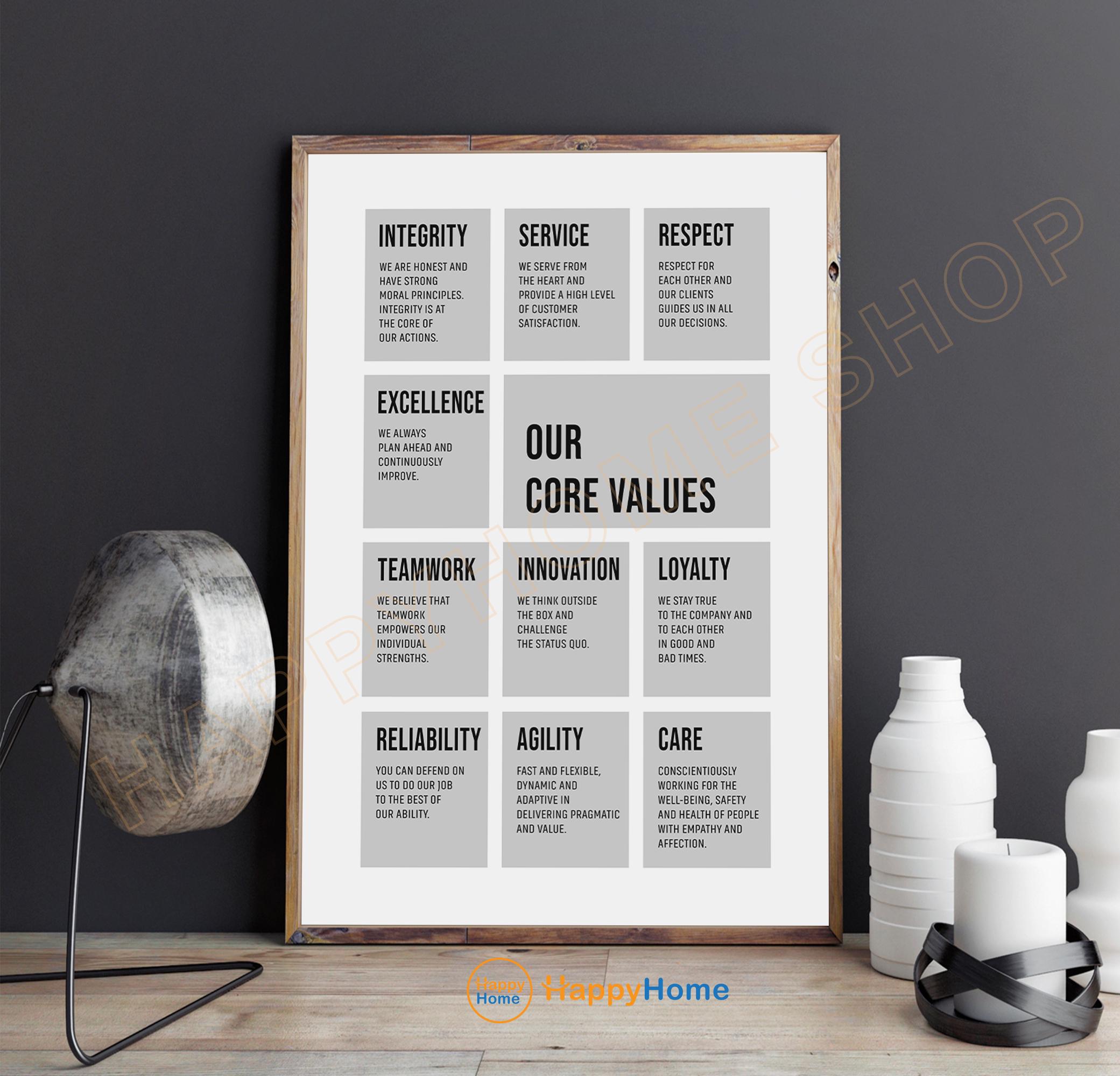 Personalized Company Core Values Wall Art Business Our Values Poster ...