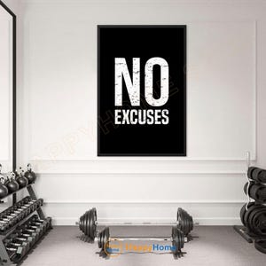 No Excuses Wall Art Gym Poster Fitness Sign Art Gym Room Decor ...