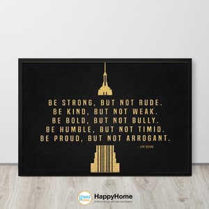 Jim Rohn Wall Art Motivational Poster Be Strong but Not Rude | Jim Rohn ...