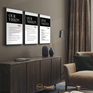 Our Vision Our Mission Our Values Wall Art Personalized Business ...