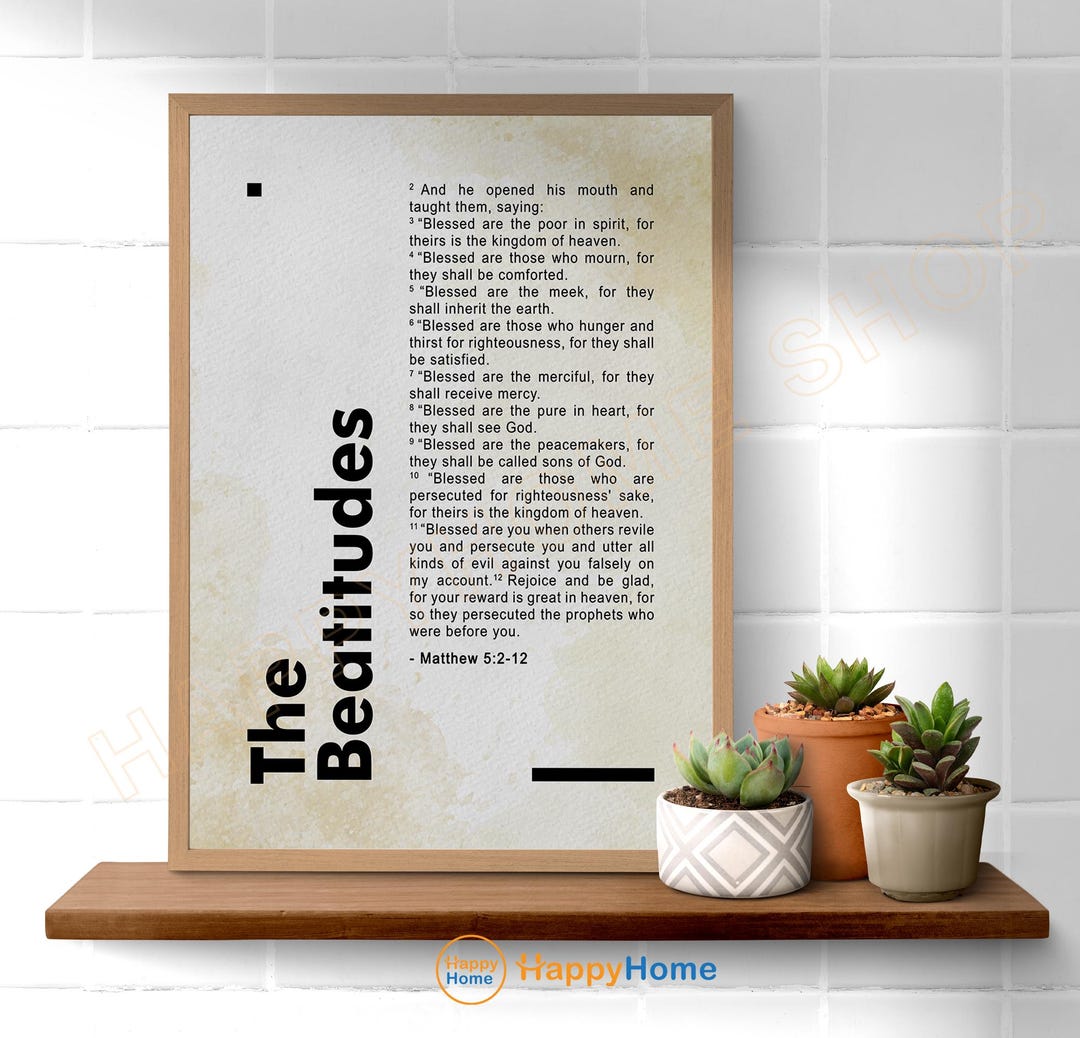 Matthew 5:2-12 Bible Verse Wall Art the Beatitudes Scripture Sign ...